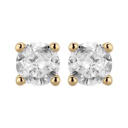 OROLINO Damen Paar Ohrstecker &raquo;585/- Gelbgold 2 Brill. 0,25 ct. wei&szlig;&laquo;