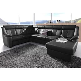 Sit & More sit&more Wohnlandschaft &raquo;Basel U-Form&laquo; wahlweise mit Relaxfunktion schwarz Luxus-Microfaser Altara Nubuck (100% Polyester);Kunstleder SOFTLUX ;