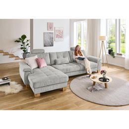 Die PlanBar Ecksofa &raquo;PP-LA19101 L-Form, Breite 316 cm&laquo; wahlweise mit Bettfunktion und verstellbaren Kopfst&uuml;tzen, in Cord 88% Polyester;12% Polyamid