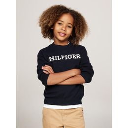 Tommy Hilfiger Herren Strickpullover &raquo;MONOTYPE REGULAR SWEATER&laquo; mit aufgesticktem Logo blau 8 (128)