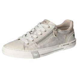 Mustang Shoes Damen Sneaker , Retro Sneaker, Schn&uuml;rschuh mit zus&auml;tzlichem Rei&szlig;verschluss silber 37