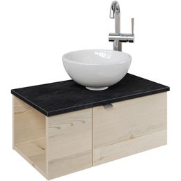 Waschtisch &raquo;Serie 6915 Waschschale mit Unterschrank f&uuml;r G&auml;stebad, G&auml;ste WC&laquo; Keramik-Aufsatzbecken, Waschtischplatte, Waschtischunterschrank, 3 Stk. 