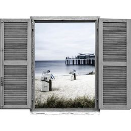queence Wandtattoo &raquo;Strandk&ouml;rbe am Meer&laquo; Wandsticker, Wandbild, selbstklebend, 3D, Fenster wei&szlig;