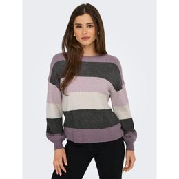 Only Damen Only Strickpullover &raquo;ONLATIA L/S STRIPE PULLOVER KNT NOOS&laquo; Viskosemischung, regular fit wei&szlig; L
