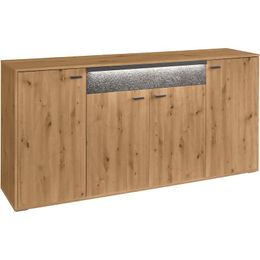 set one by Musterring Sideboard &raquo;Deltona&laquo; inklusive Beleuchtung, Schubkasten als Zierelement, B184 x H89 cm braun