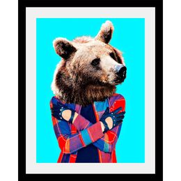 queence Bild &raquo;B&auml;r&laquo; Art B&auml;r Foto Humor Kunst Tiere HD Premium Poster-Druck inkl. Holzrahmen bunt Acrylglas, Holz, Papier