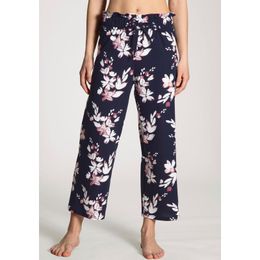 Calida Damen Calida Pyjamahose &raquo;Favourites Dreams&laquo; florales Muster, Interlock-Qualit&auml;t, Gummizug, 7/8-L&auml;nge blau XXS (32/34), N-Gr