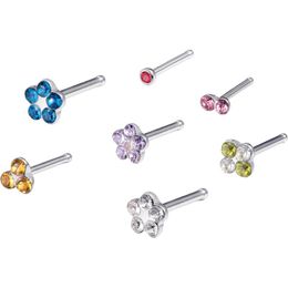Firetti Nasenpiercing-Set &raquo;Multipack Schmuck Geschenk Edelstahl Piercing Nasenstecker Flower&laquo; mit Preciosa Crystal bunt Nasenpiercing-Set