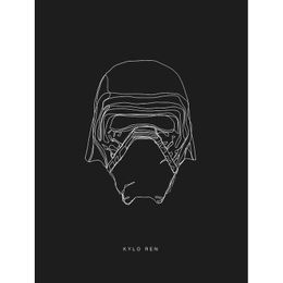 Komar Bild &raquo;Star Wars Lines Dark Side Kylo&laquo; Star Wars 1 Stk. tlg. Wandbild zur Dekoration im Kinderzimmer - ohne Rahmen schwarz-wei&szlig; Holz, Papier