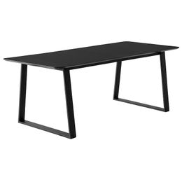 Esstisch &raquo;Meza Designtisch mit Auszugsfunktion und 2 Einlegeplatten&laquo; abgerundete Tischplatte MDF, Trapez Metallgestell schwarz Tischplatte: Schwarzes 