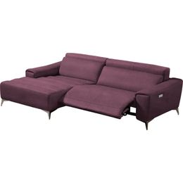 Egoitaliano Ecksofa &raquo;Suzette, Designsofa mit hohem Sitzkomfort&laquo; mit Recamiere, inkl. 1 elektronischen Relaxfunktion, L-Form lila