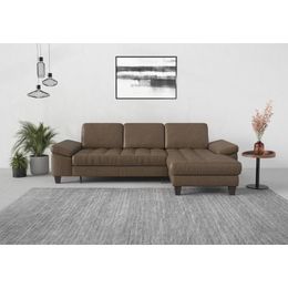 Sit & More sit&more Ecksofa &raquo;Westham L-Form&laquo; Recamiere, mit oder ohne Bettfunktion, Bettkasten, F&uuml;&szlig;e wengefarben braun 100% Polyester