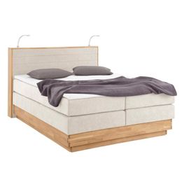 Home Affaire Boxspringbett &raquo;Cavan&laquo; Eiche, inkl. Bettkasten & Topper, verschiedene H&auml;rtegrade (auch H4) beige Microfaser (100% Polyester)