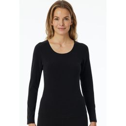 Schiesser Damen Langarmshirt &raquo;Invisible Soft Warming&laquo; mit offen geschnittenen Kanten und flachen N&auml;hte schwarz 38