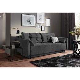 Collection AB Schlafsofa &raquo;Solar&laquo; Bettfunktion, Bettkasten, Federkern und loser R&uuml;cken- und Zierkissen grau Luxus-Microfaser (100% Polyester);