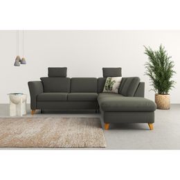 Home Affaire Ecksofa &raquo;Trelleborg L-Form&laquo; Federkern-Polsterung, wahlweise mit Bettfunktion und Stauraum grau 100% Polyester