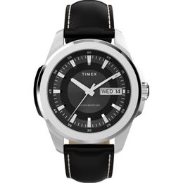Timex Herren Quarzuhr &raquo;ESSEX&laquo; Armbanduhr, Herrenuhr, Lederarmband, Datum, Leuchtzeiger schwarz