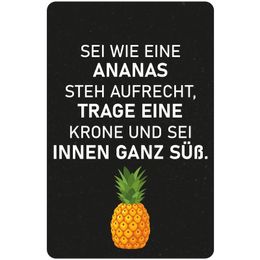 queence Metallbild &raquo;Ananas&laquo; Ananas Schriftzug Spr&uuml;che Spr&uuml;che & Texte 1 Stk. tlg. Stahlschild, Blechschild, Spr&uuml;che, Texte, witzig wei&szlig; Metall, Stahl