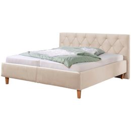 Home Affaire Polsterbett &raquo;Sunley 100&laquo; Kreuzsteppung, Kopfteilh&ouml;he 102 cm, ohne oder mit Matratze/Lattenrost beige Struktur (100% Polyester);
