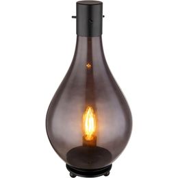 Globo LIGHTING Tischleuchte &raquo;OSKUS&laquo; E14 1 Stk. Tischlampe Glas rauchfarben schwarz Schlafzimmer Flur