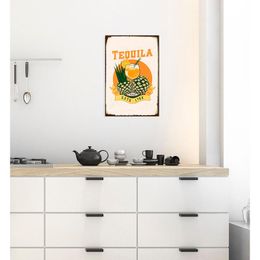 queence Metallbild &raquo;Tequila&laquo; Ananas Schriftzug Schriftz&uuml;ge 1 Stk. tlg. Stahlschilder beige Metall, Stahl