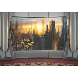 Komar Fototapete &raquo;STAR WARS Coruscant View - Gr&ouml;&szlig;e 368 x 254 cm&laquo; bedruckt glatt Kinderzimmer gelb Papier