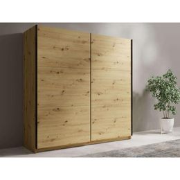 Home Affaire Kleiderschrank &raquo;Kleiderschrank Fresno mit 5 Einlegeb&ouml;den und Kleiderstange&laquo; Garderobe mit 2 Schwebet&uuml;ren, B/H/T 150/207/62 cm beige 