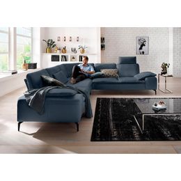 W.Schillig Ecksofa &raquo;valentinoo, Designsofa, elegant und bequem, L-Form&laquo; mit Sitztiefenverstellung, Breite 318 cm blau Longlife Xtra-Leder Z73: 
