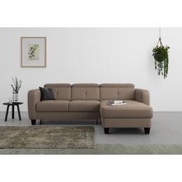 Sit & More sit&more Ecksofa &raquo;Belluci L-Form&laquo; inklusive Federkern, wahlweise mit Bettfunktion und Bettkasten braun