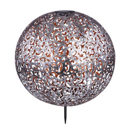 Globo LIGHTING LED Solarleuchte &raquo;SOLAR&laquo; LED-Modul 1 Stk. Warmwei&szlig; Solarlampe f&uuml;r Garten, Toller Lichteffekt, Solarkugel mit Erdspie&szlig; silber