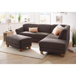 Home Affaire Ecksofa &raquo;Gotland L-Form&laquo; wahlweise mit Sitztiefenverstellung + Bettkasten braun Struktur (100% Polypropylen);Luxus-Microfaser ALTARA 