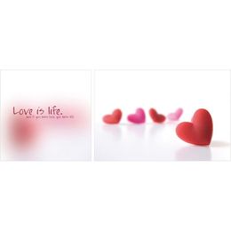 queence Leinwandbild &raquo;Love is Life&laquo; Herz Herzbilder Kunst Modern Schriftzug Schriftz&uuml;ge Spa Spa Bilder Spr&uuml;che Spr&uuml;che & Texte Set, Premium-