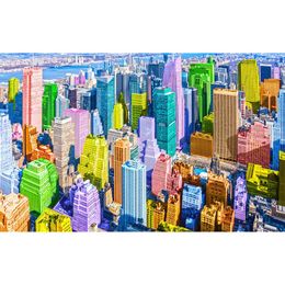 papermoon Fototapete &raquo;POP ART-NEW YORK MANHATTAN KUNST SKYLINE STADT FARBIG&laquo; bunt Vlies