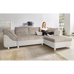 Collection AB Ecksofa &raquo;Sally L-Form&laquo; mit und ohne Bettfunktion, inklusive loser R&uuml;cken- und Zierkissen beige Microfaser PRIMABELLE (100% Polyester) / 