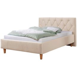 Home Affaire Polsterbett &raquo;Sunley 100&laquo; Kreuzsteppung, Kopfteilh&ouml;he 102 cm, ohne oder mit Matratze/Lattenrost beige Struktur (100% Polyester);