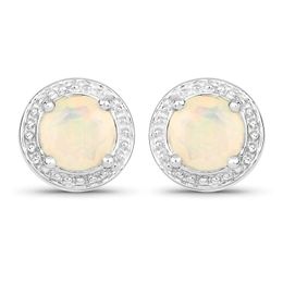 Vira Jewels Damen Paar Ohrstecker &raquo;Silber 925 rhodiniert mit echtem Opal 5mm&laquo; wei&szlig;