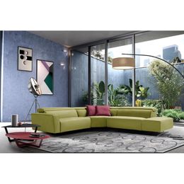 Egoitaliano Ecksofa &raquo;Stefanie-e, Designsofa der Extraklasse, bequem mit hohem Sitzkomfort&laquo; mit Relaxfunktion und verstellbaren Kopfteilelementen gr&uuml;n Leder 