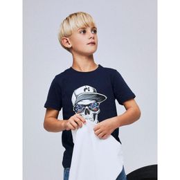 name it Jungen T-Shirt &raquo;NKMLORNE &ndash; Shirt mit stylischem Print und Baumwolle&laquo; bedruckt, casual, regular fit, Jersey, Rundhals blau 116