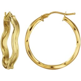 Firetti Damen Paar Creolen &raquo;Schmuck Geschenk Gold 375 Ohrschmuck Ohrringe Welle&laquo; gold
