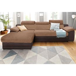 Sit & More sit&more Ecksofa &raquo;Xenia L-Form&laquo; wahlweise mit Bettfunktion braun Luxus-Microfaser ALTARA NUBUCK (100% Polyester) / Struktur (100% Polyester);Luxus-