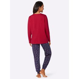 w&auml;schepur Damen Schlafanzug mit Sternen-Print rot-marine Gr&ouml;&szlig;e 36/38