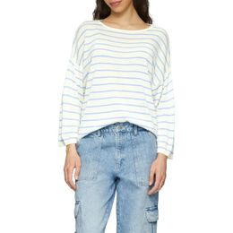 Qs Damen QS 3/4 Arm-Pullover mit Streifenmuster blau XS (34)