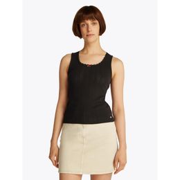 Tommy Jeans Damen Tanktop &raquo;TJW SLIM POINTELLE TANK TOP&laquo; mit Spitze, mit Lochmuster schwarz XS (34)