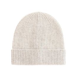 Zwillingsherz Damen Beanie Feinripp, breiter Umschlag, Wolle grau