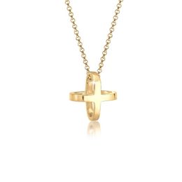 Elli Damen Kette mit Anh&auml;nger &raquo;Kreuz 925 Sterling Silber&laquo; gold