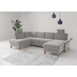 Home Affaire Wohnlandschaft &raquo;Rochelle, U-Form&laquo; optional mit Armteilverstellung, mit Bettfunktion & Bettkasten grau 100% Polyester