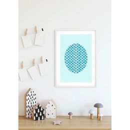 Komar Bild &raquo;Shelly Patterns Aqua&laquo; Formen Kunst 1 Stk. tlg. Wandbild zur Dekoration - ohne Rahmen bunt Holz, Papier