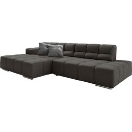 designwerk Ecksofa &raquo;Temple, Designsofa trifft hohen Sitzkomfort, L-Form&laquo; mit Sitztiefenverstellung schwarz 100% Polyester