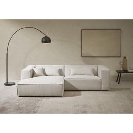 LeGer Home by Lena Gercke Ecksofa &raquo;PIARA mit Kedernaht, Cord, Leinenoptik o. Strukturstoff, Couch, L-Form&laquo; wahlweise Ottomane rechts/links, schwarze 