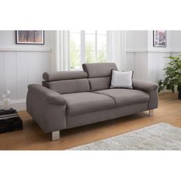 COTTA Polstergarnitur &raquo;Komaris, B: 193 bzw. 100 cm&laquo; Set, Set: 3er-Sofa & Hocker, mit Kopfteilverstellung grau